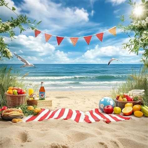Beach Photo Backdrop Tropical Fruit Picnic Summer Backdrop Uk Zxy3 10