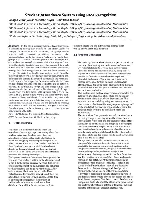 Pdf Student Attendance System Using Face Recognition