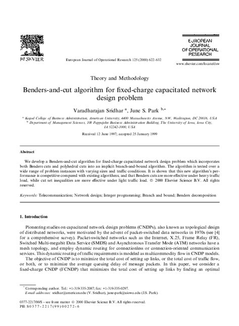 Pdf Benders And Cut Algorithm For Fixed Charge Capacitated Network Design Problem