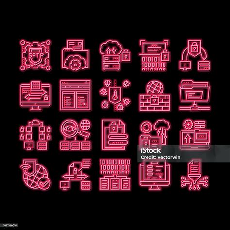 Vetores De Ssh Sftp File Transfer Protocol Neon Brilho Ícone Ilustração