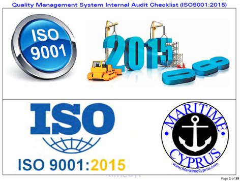 Iso9001 2015 Quality Management System Internal Audit Checklist Maritimecyprus
