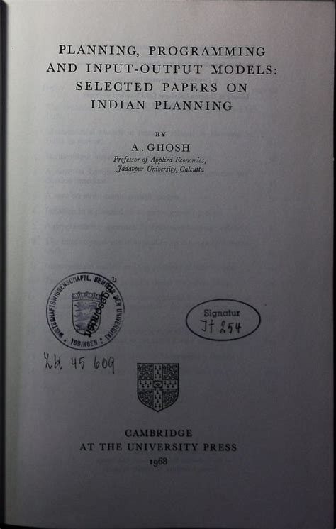 Planning Programming And Input Output Models Selected Papers On