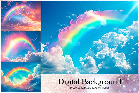 Rainbow Sky Background Wallpaper Wallart Graphic By Sistadesign29