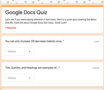 Google Docs Quiz - Basics by Tech Biz and Boards | TpT