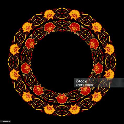 텍스트에 대한 장소러시아어 장식 패턴 테두리 프레임 벡터입니다 전통적인 원 꽃 자 수 배경입니다 엠블럼 배너 라벨 배지 및 민속 기념품을위한 디자인 요소 0명에 대한 스톡