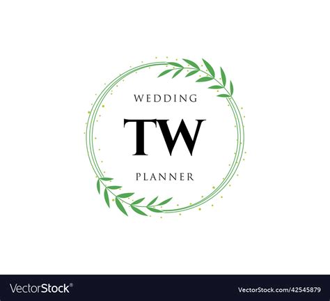Tw Initials Letter Wedding Monogram Logos Vector Image