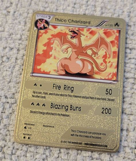 Thicc Charizard And Pikachu Pokemon Metal Card Gold 24k Plated Etsy