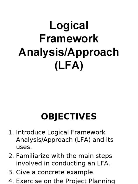 Log Frame Analysis Pdf Goal Capacity Building