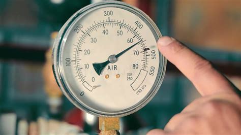 Pressure Gauge Instrument Close Up Macro Shot Of A Circular Pressure