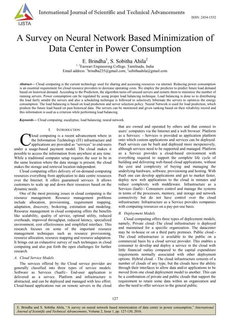 A Survey On Neural Network Based Minimization Of Data Center In Power