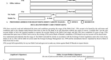 Bank Of Baroda Atm Card Form Fill Out Printable PDF Forms Online