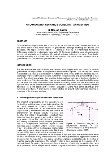 Pdf Groundwater Recharge Modeling An Overview