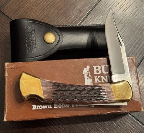 Buck 110 Brown Bone Knife With Sheath Never Used In Box D2 Ebay