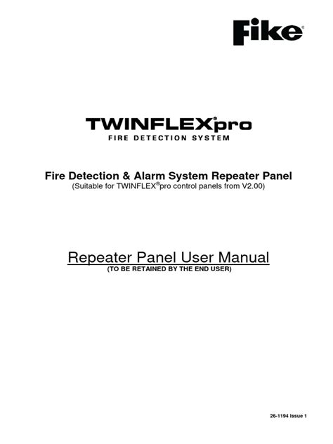 Fike Twinflexpro Fire Control Repeater Panel User Guide Pdf