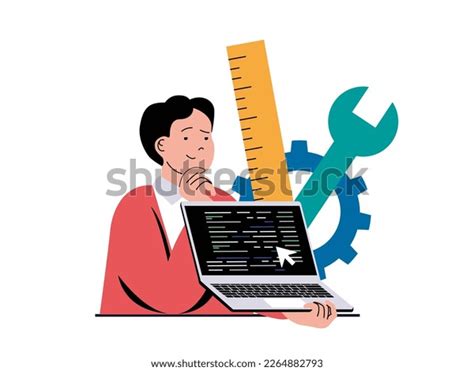 Programming Software Concept Character Situation Man Stock Vector Royalty Free 2264882793