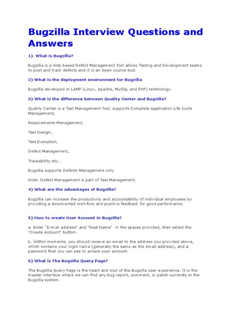 Bugzilla Interview Questions Pdf Software Bug Email