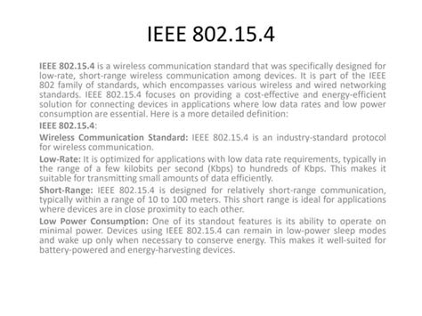 Ieee 802154 Is A Wireless Communication Standard That Was Specifically Designed For Low Rate