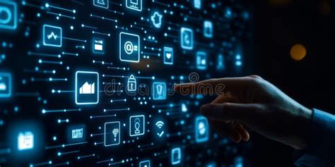 An Interactive Digital Interface With Technology Icons For Improved