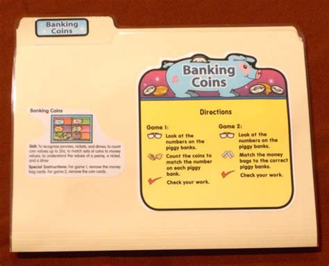 Money File Folder Game Banking Coins