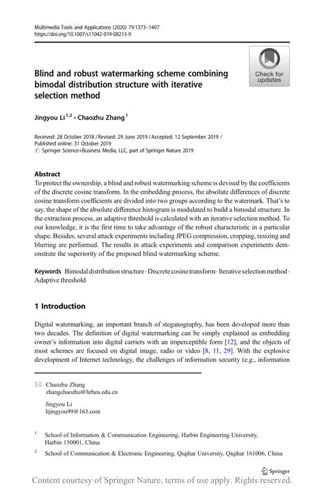 Blind And Robust Watermarking Scheme Combining Bimodal Distribution Structure With Iterative