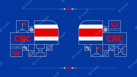 2022년 축구 컵 대회를 위한 코스타리카 국기 격리 2022년 축구 또는 축구 벡터 일러스트 레이 션에 대한 기하학적 요소와