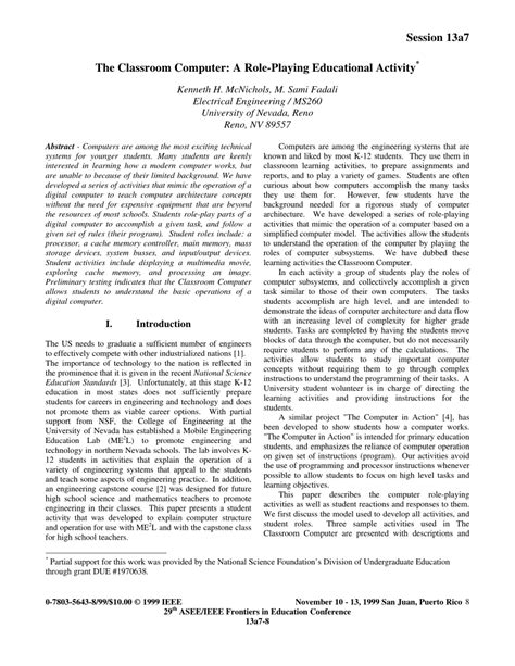 Pdf The Classroom Computer A Role Playing Educational Activity