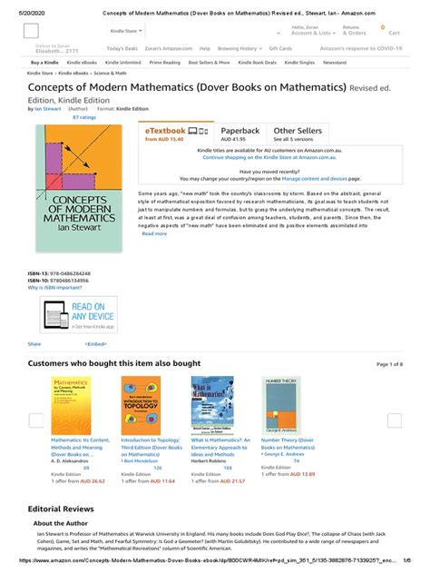 Concepts Of Modern Mathematics Dover Books On Mathematics Revised Ed Stewart Ian Pdf