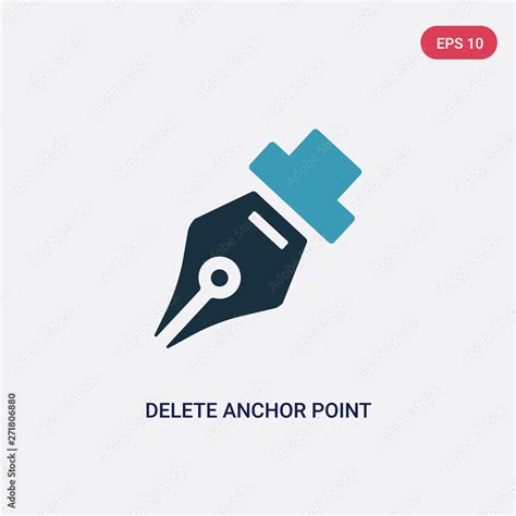 Two Color Delete Anchor Point Vector Icon From User Interface Concept Isolated Blue Delete