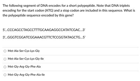 Solved The Following Segment Of DNA Encodes For A Short Chegg