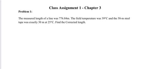 Solved Class Assignment 1 Chapter 3 Problem 1 The