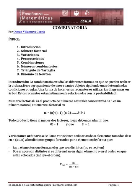 actividad combinatoria pdf permutación combinatoria