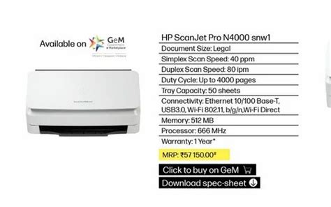 Hp Scanjet Pro N4000 Snw1 Sheet Feed Scanner, A4 at Rs 45000 in Jaipur ...