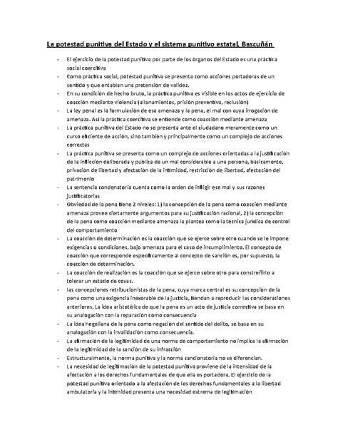 La Potestad Punitiva Del Estado Y El Sistema Punitivo Estatal En Su Condición De Hecho Bruto