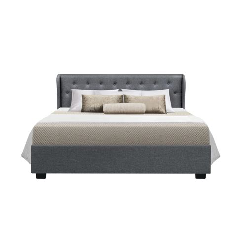 Artiss Bed Frame Queen Size Gas Lift Grey Kmart