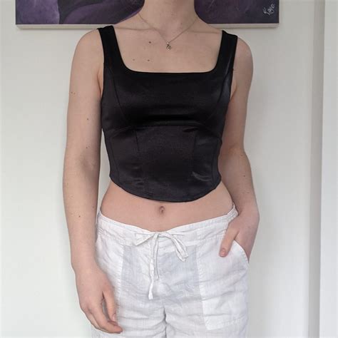 Very Flattering Corset Style Leather Mimic Top From Depop