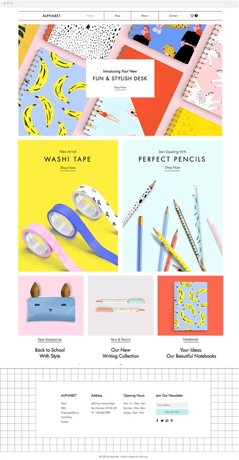 Stationery Store Website Template Wix Канцелярский магазин Шаблон