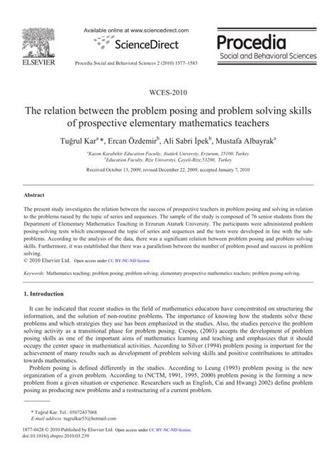 pdf the relation between the problem posing and problem solving