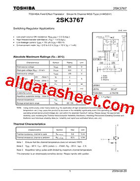 2sk3767 Datasheetpdf Toshiba Semiconductor
