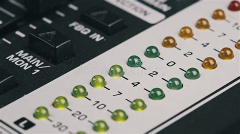 LED Indicator Of Sound Level Signal On The Mixing Console In Macro Stock Footage Video Of