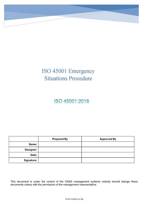 Iso 45001 Emergency Situations Isodoc Documentation Toolkit