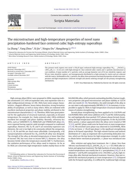 Pdf The Microstructure And High Temperature Properties Of Novel Nano Precipitation Hardened
