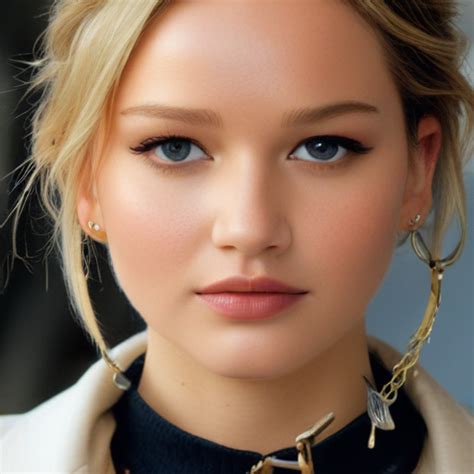 Jennifer Lawrence With Padlock Round Her Neck