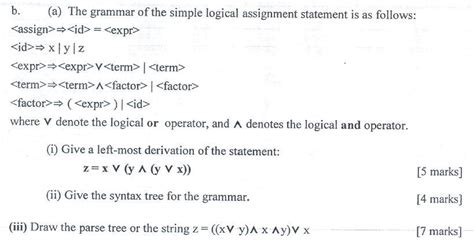 Solved B A The Grammar Of The Simple Logical Assignment