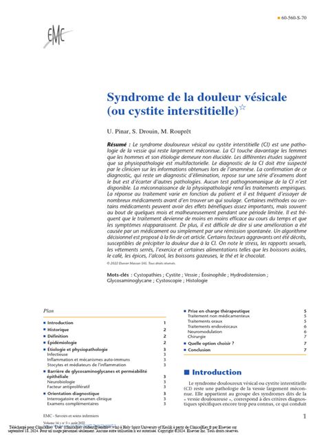 Cystite Interstitielle Pdf