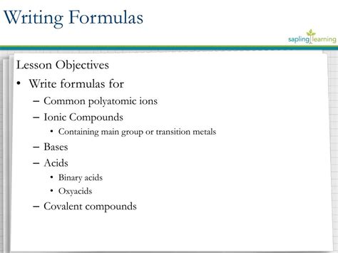 PPT Lesson Objectives Write Formulas For Common Polyatomic Ions Ionic Compounds PowerPoint