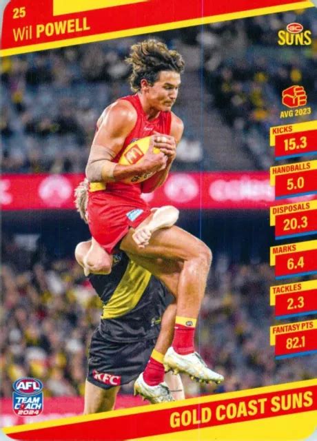 CARTE TEAMCOACH AFL des Gold Coast Suns 2024 – Wil Powell EUR 2,90 - PicClick FR
