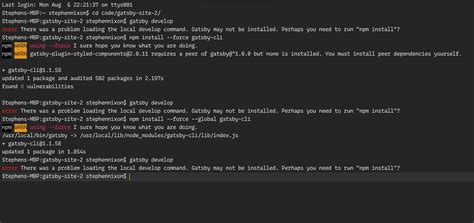 There Was A Problem Loading The Local Develop Command After Installing Gatsby Plugin Styled