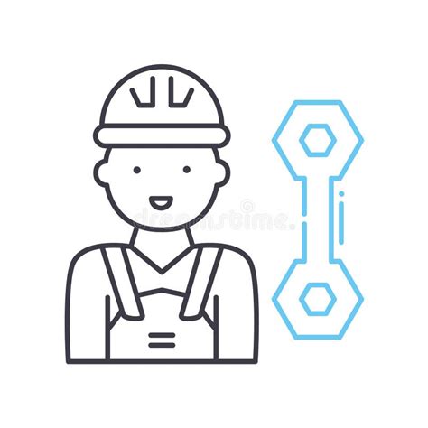 Technician Line Icon Outline Symbol Vector Illustration Concept Sign Stock Vector