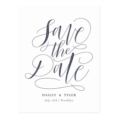 Whimsical Script Save The Date Postcard Zazzle Save The Date Postcards Save The Date Save
