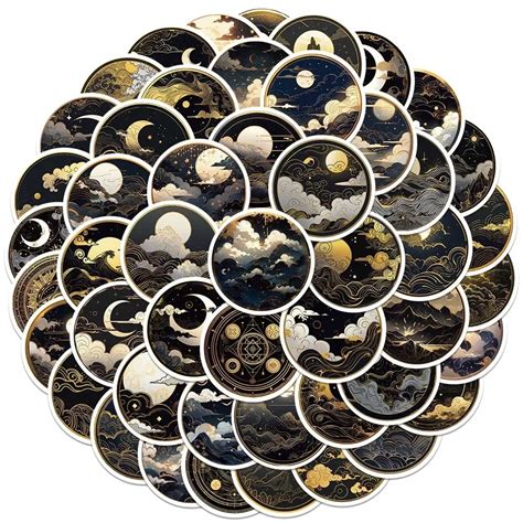 Стикеры с граффити «солнце и луна крутые темные и золотые Мультяшные стикеры в стиле эстетики